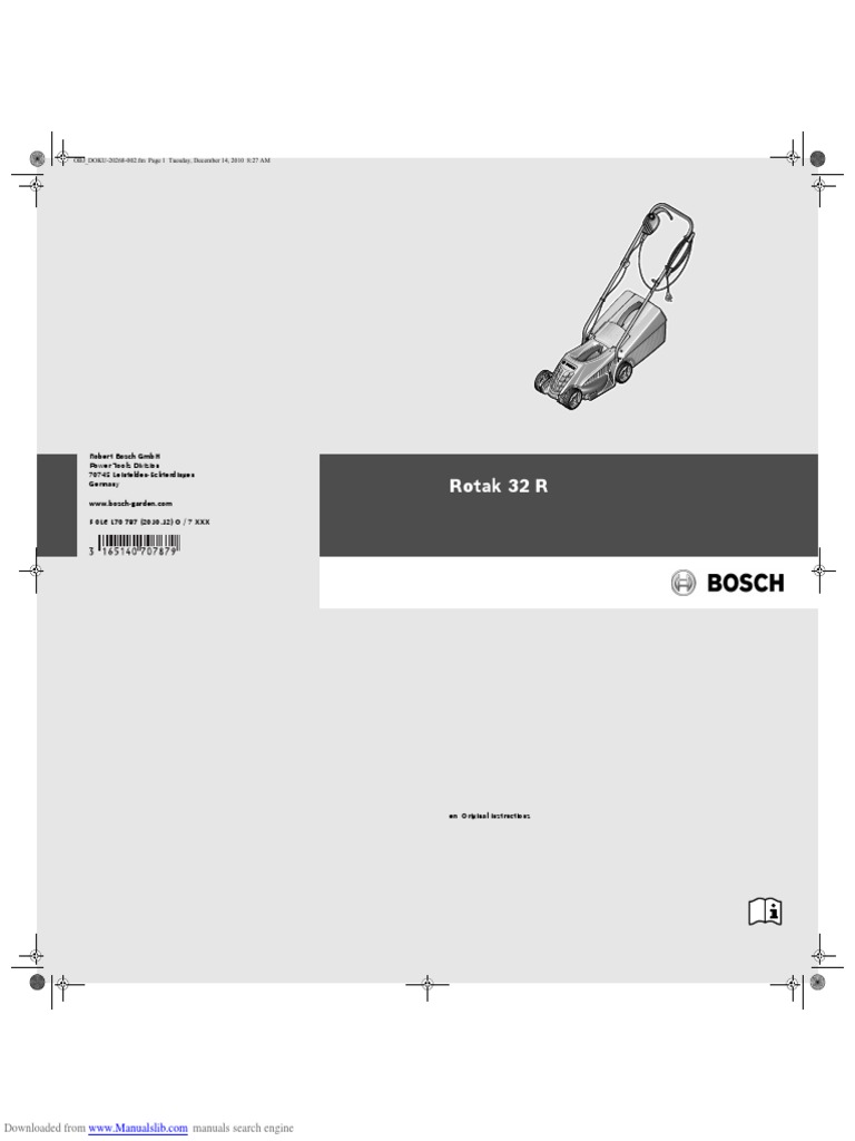 Bosch Rotak 32 R Lawn Mower Instruction Manual | PDF | Ac Power Plugs And Sockets | Mains ...