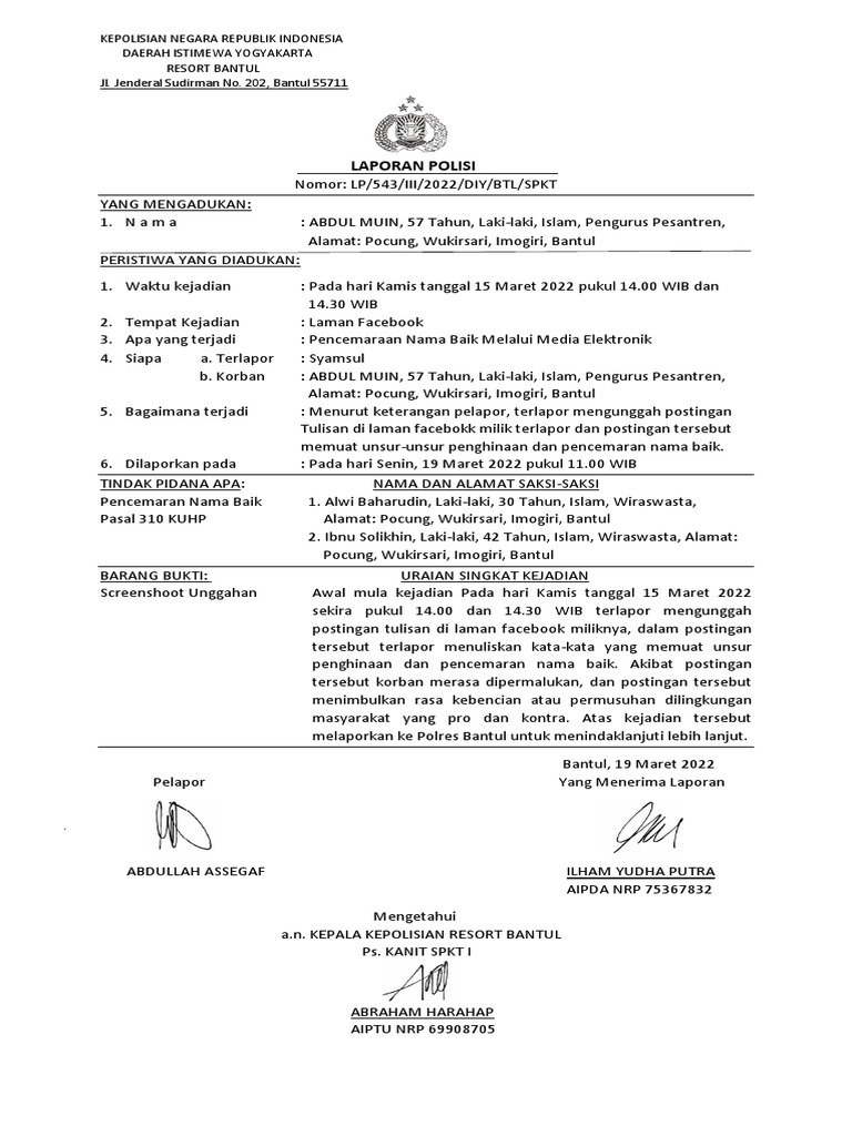 Laporan Polisi | PDF