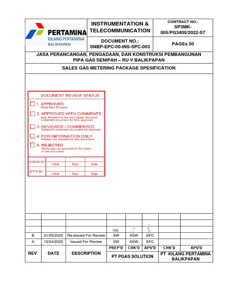 Sales Gas Metering Package Specs | PDF | Mechanical Engineering | Gases