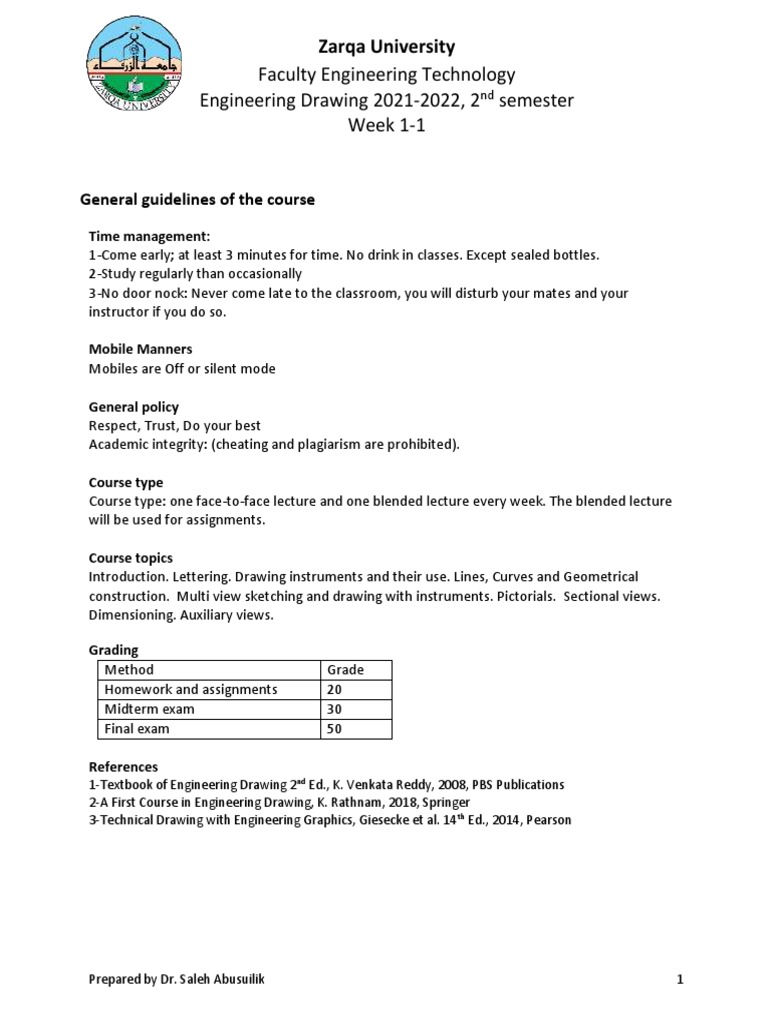 Engineering Drawing 2021 2022 Week1 1 | PDF | Technical Drawing | Drawing
