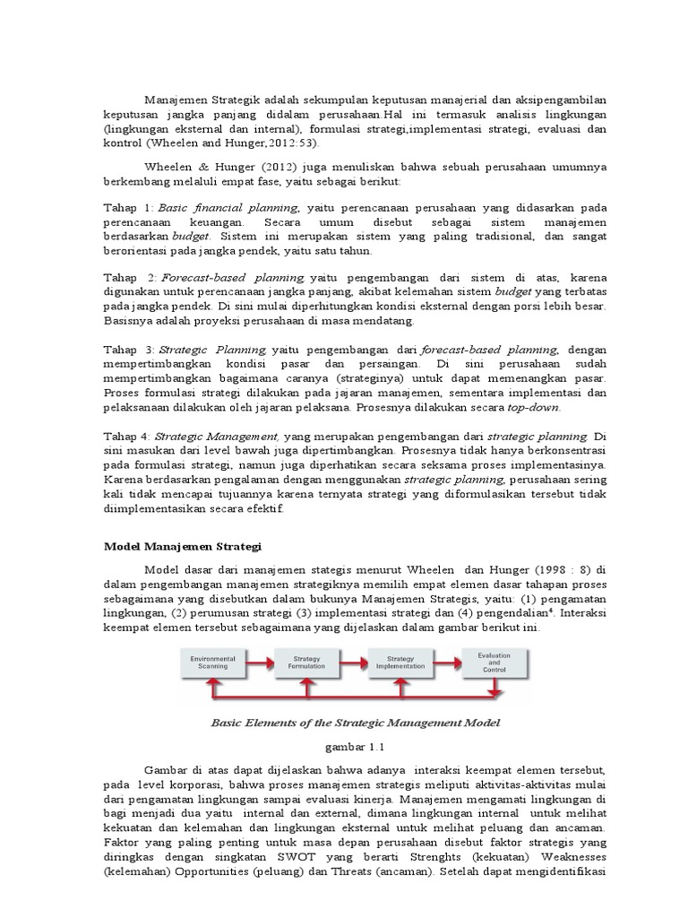 Model Dasar Dari Manajemen Stategis Menurut Wheelen Dan Hunger | PDF
