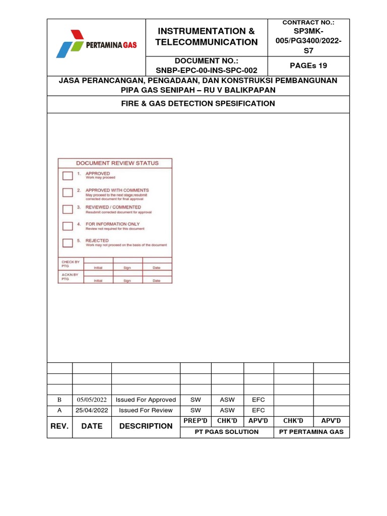Fire & Gas Detection Specification | PDF | Electrical Engineering