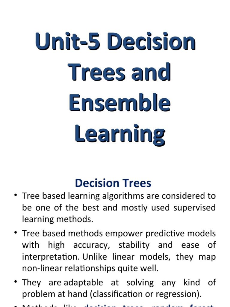 Unit-5 Decision Trees and Ensemble Learning | PDF | Cluster Analysis | Applied Mathematics