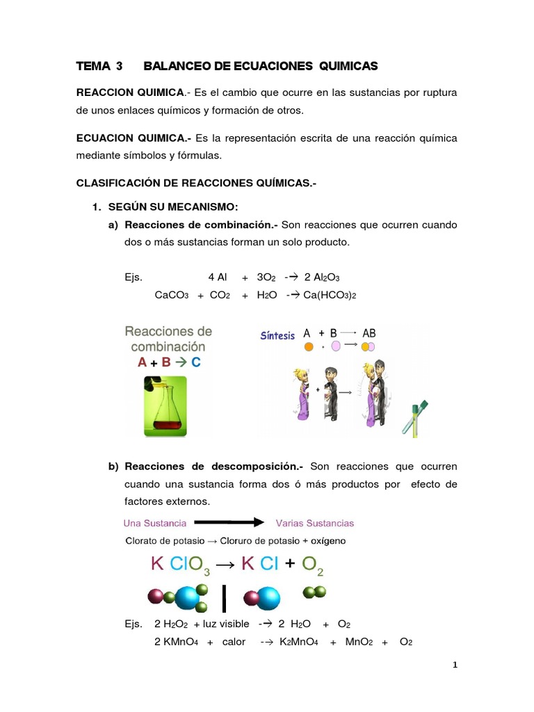 Balanceo de Ecuaciones Químicas | PDF | Redox | Propiedades del agua