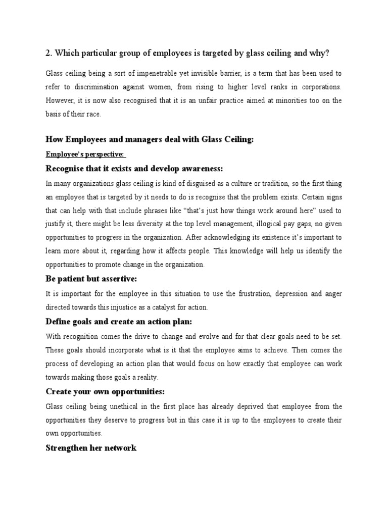 Breaking the Glass Ceiling: Employee Strategies | PDF | Employment ...