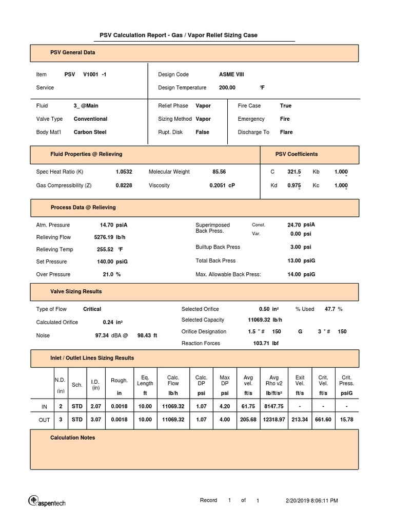Calculation PSV | PDF | Pressure | Chemical Engineering