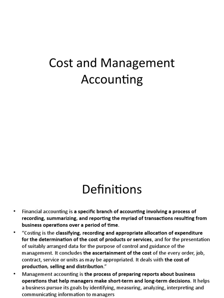Cost and Management Accounting Overview | PDF
