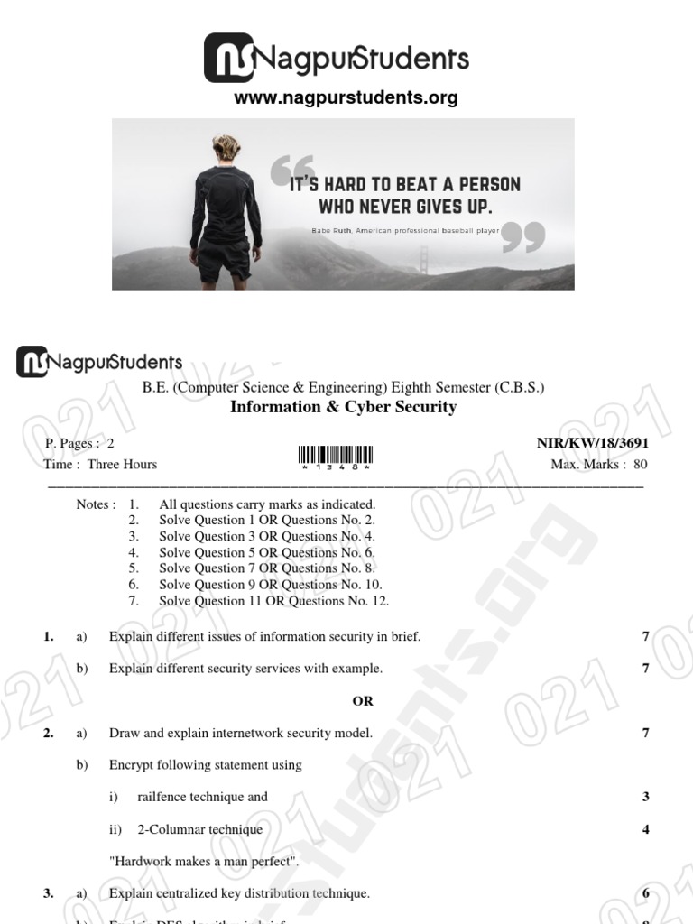 Ics Question Paper | Download Free PDF | Cryptography | Encryption