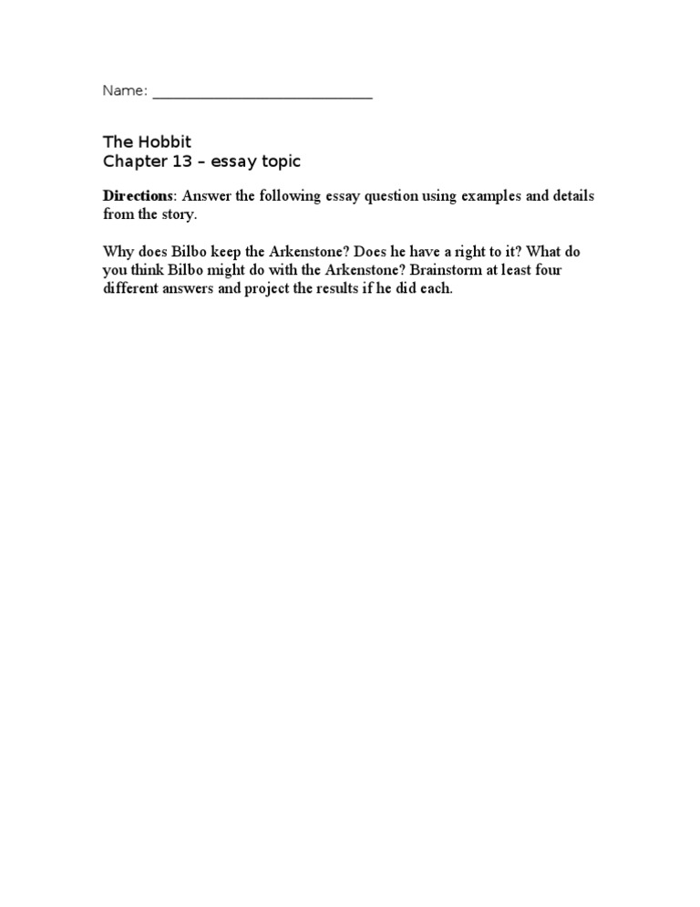 Hobbit CH 13 Essay | PDF | Games & Activities | General Fiction
