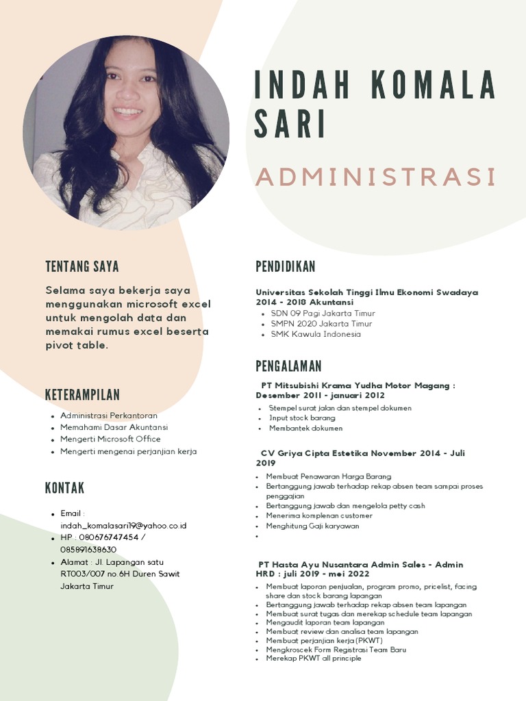 CV - Indah Komala Sari | PDF