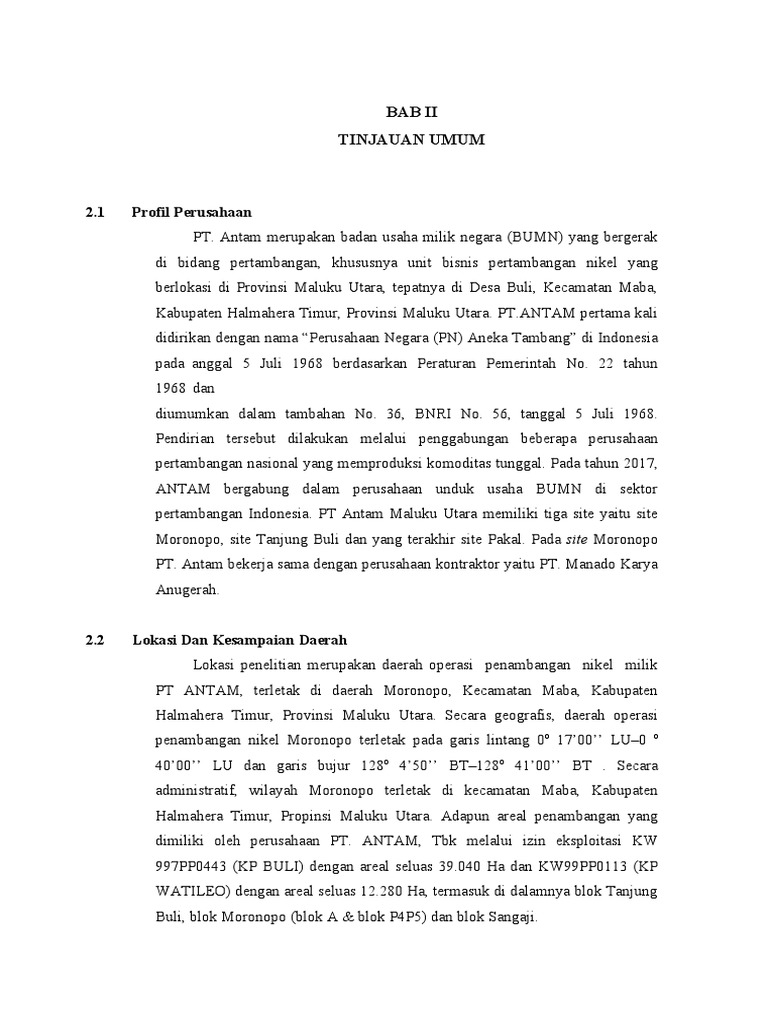 Profil PT Antam di Halmahera Timur | PDF