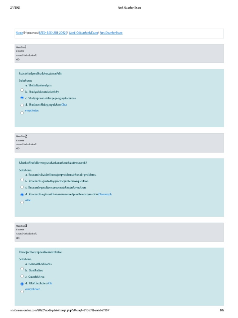 RSCH2111 Practical Research 1 First Quarter Exam - Docx Version 1 | PDF
