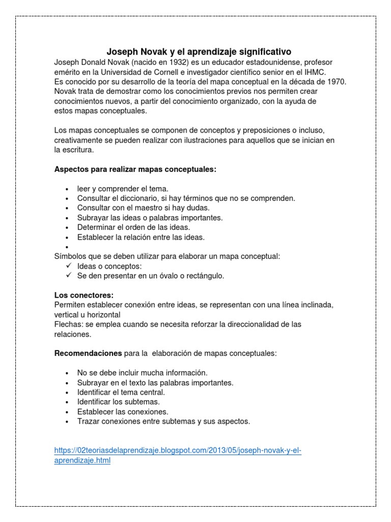Teoría de Joseph Novak (Mapa Conceptual) | PDF