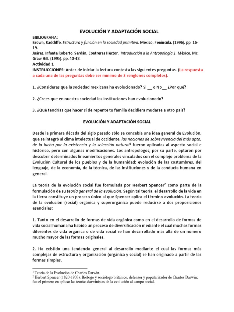 Evolución y Adaptación Social | PDF