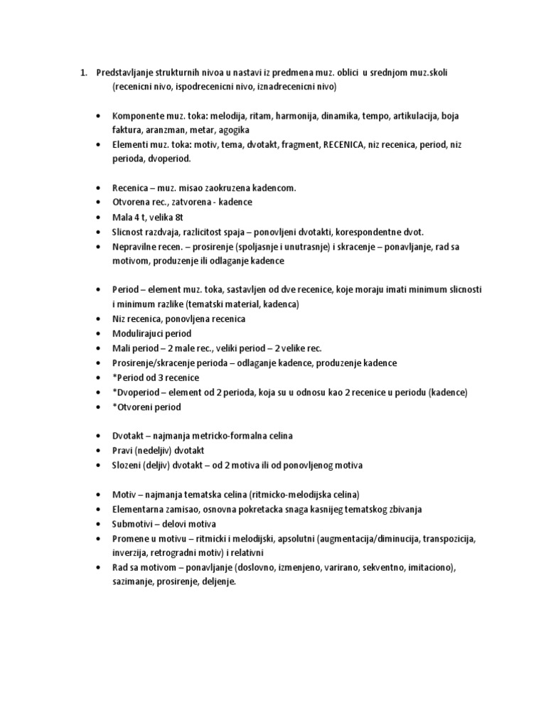 Muzicki Oblici - Metodika, Ultimate Skripta | PDF