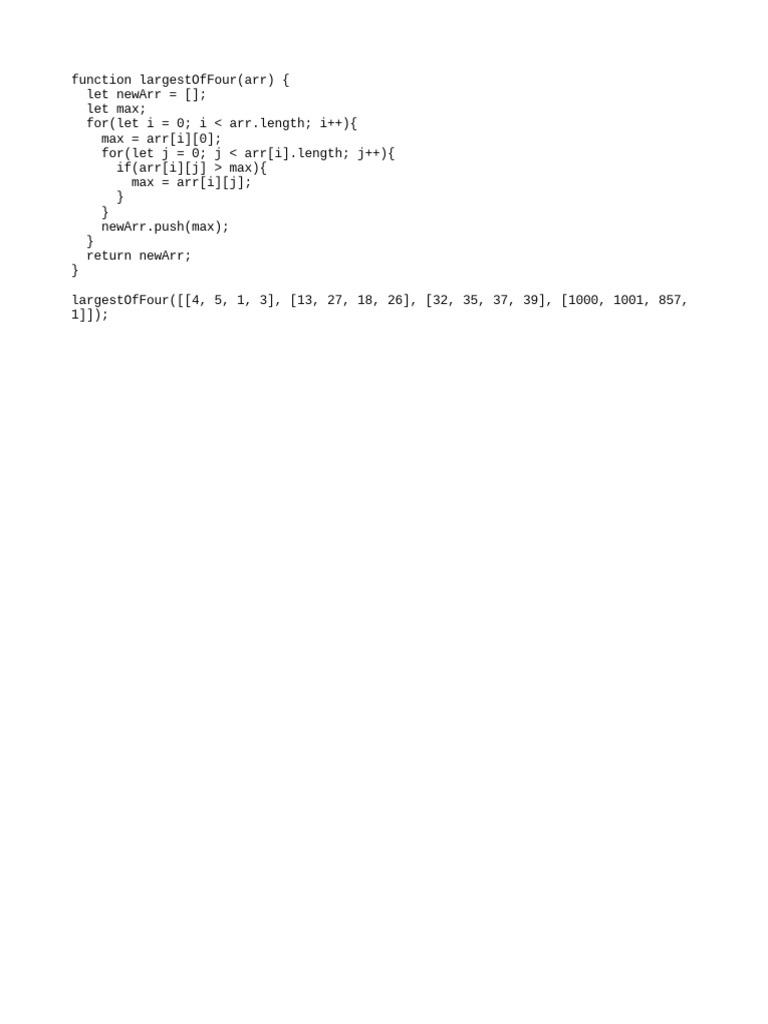 Return Largest Numbers In Arrays PDF