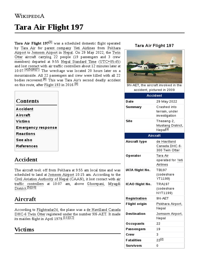 Tara Air Flight 197 | PDF | Aviation | Aviation Safety