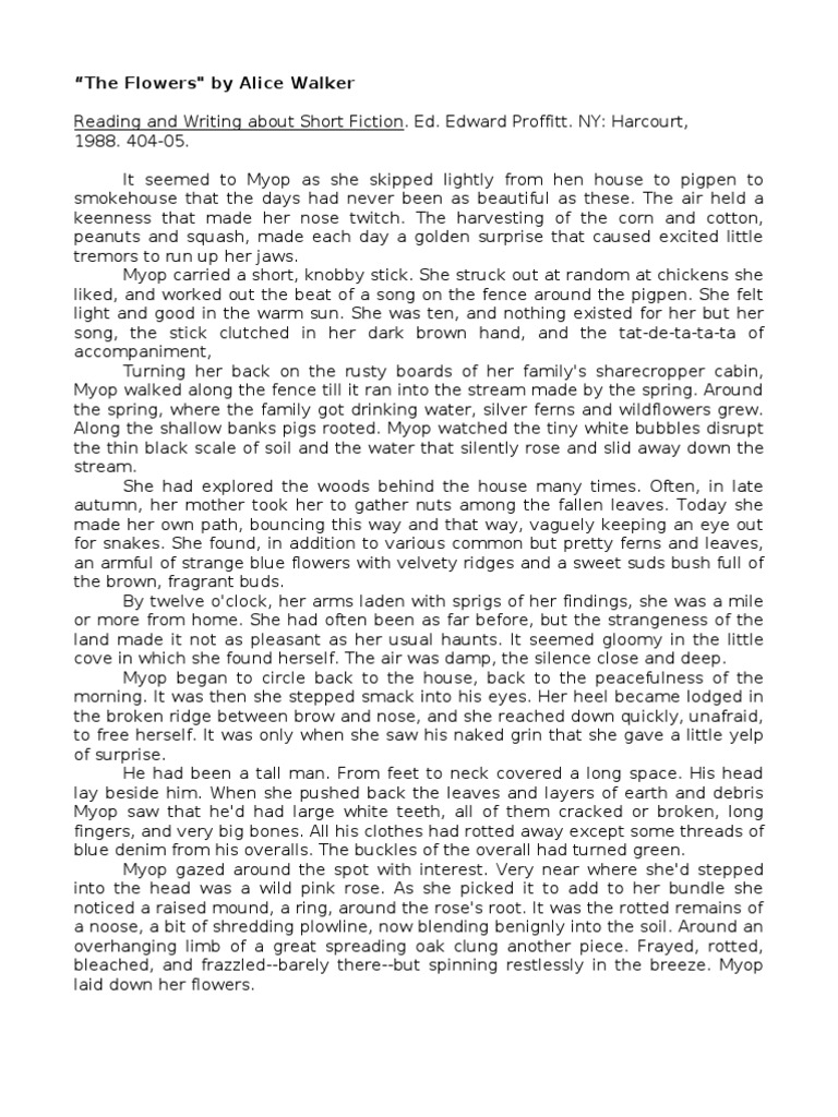 The Flowers by Alice Walker | PDF | Nature