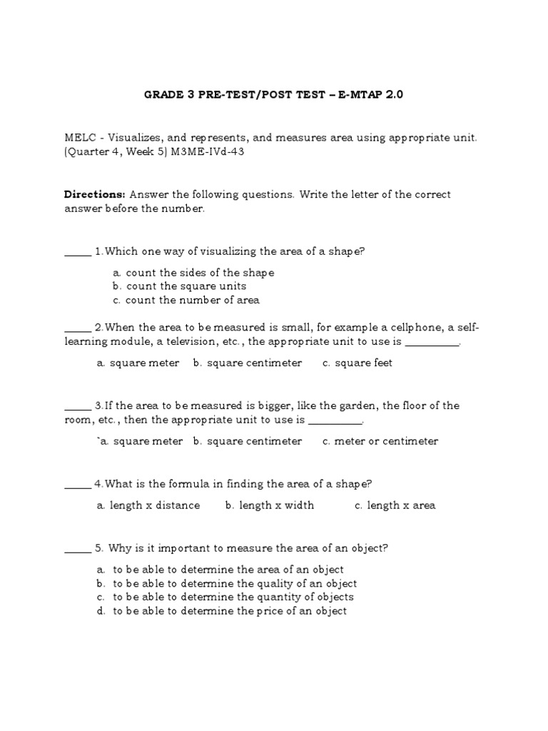 Grade 3 Pre-Test-Post Test Q4 | PDF | Teaching Methods & Materials