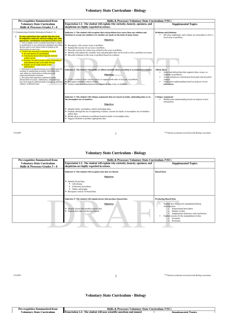 Biology Curriculum Skills & Processes | PDF | Scientific Method ...