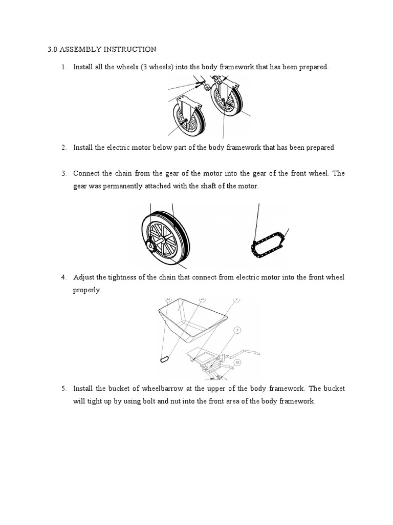 Assemble Electric Wheelbarrow Instructions | PDF | Wire | Nut (Hardware)