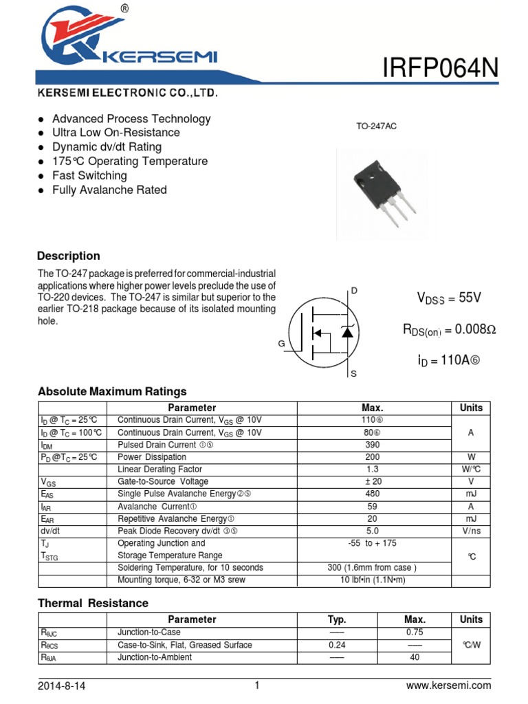 Datasheet | PDF | Field Effect Transistor | Diode