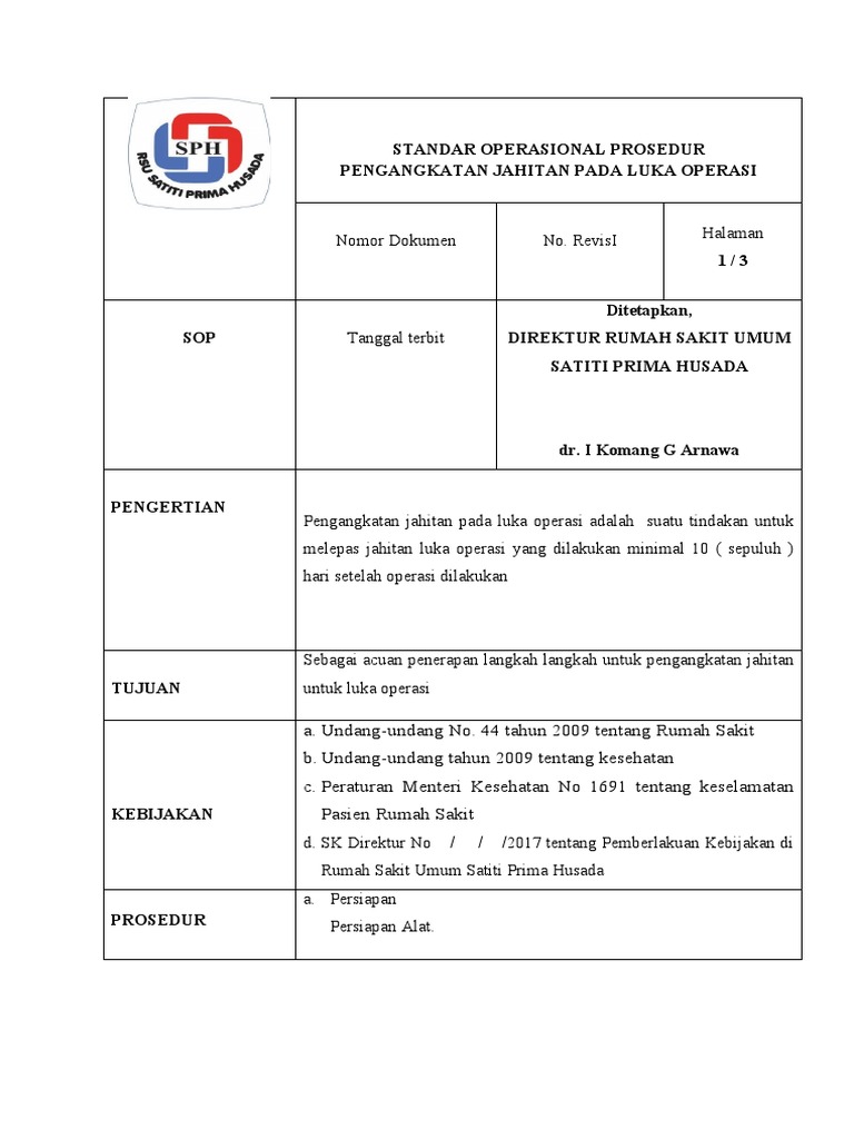 Pengangkatan Jahitan Pada Luka Operasi | PDF