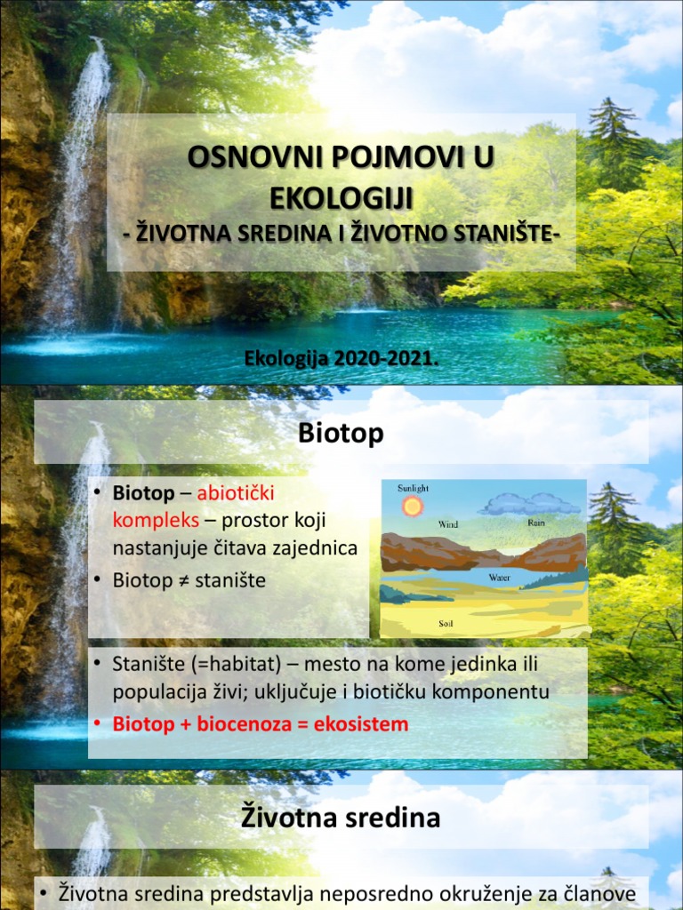 Osnovni Pojmovi U Ekologiji - Zivotna Sredina I Zivotno Staniste | PDF