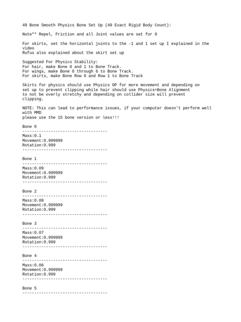 49 Bone Set Up (Smooth Physics) MMD PMX Editor | PDF | Mechanics ...