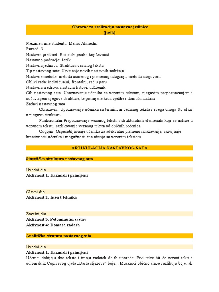 Struktura Vezanog Teksta | PDF