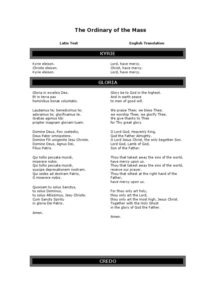 The Ordinary of The Mass: Kyrie | Download Free PDF | Anglicanism ...