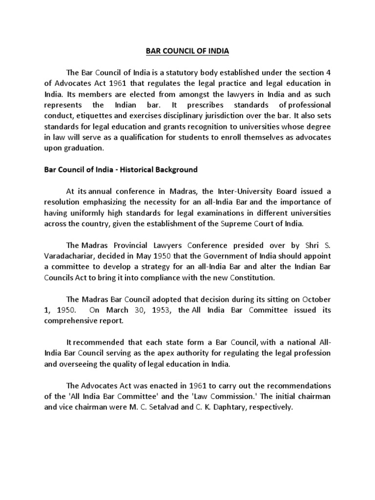 Bar Council of India | PDF | Advocate | Common Law