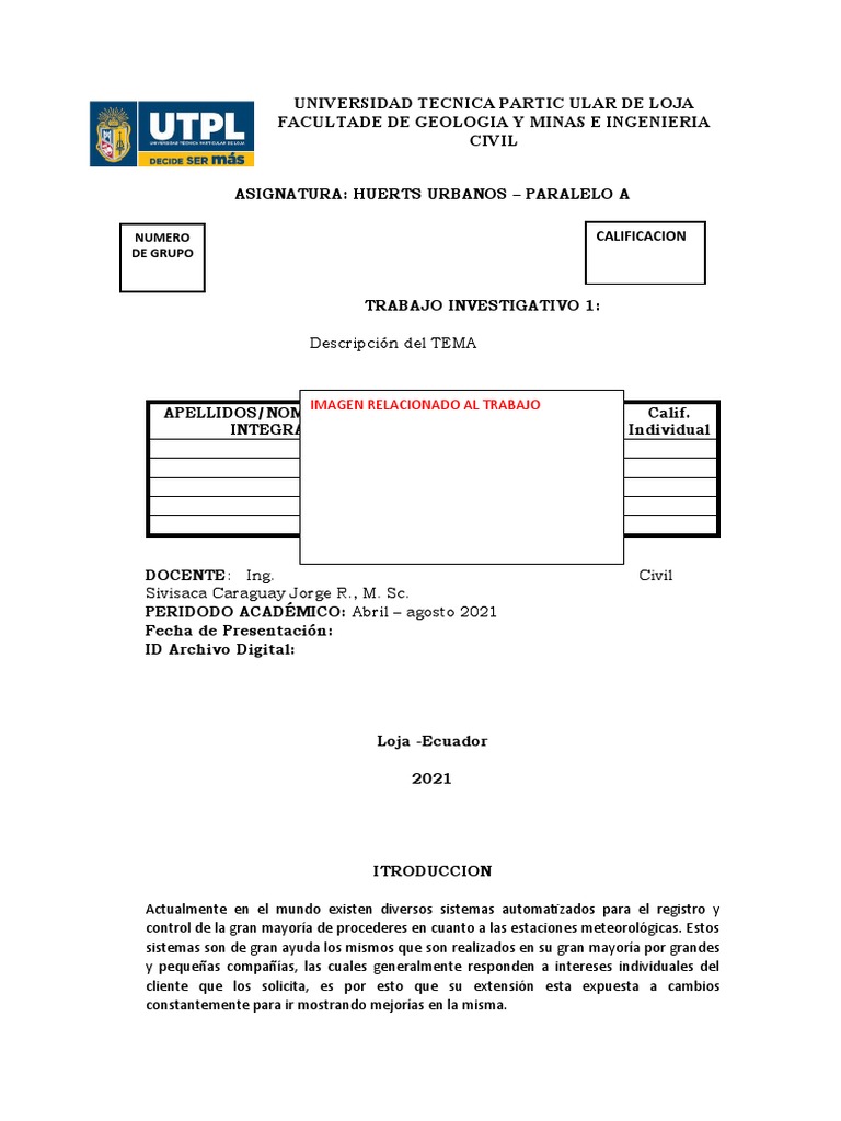 Modelo de Portada de Trabajos Grupales | PDF