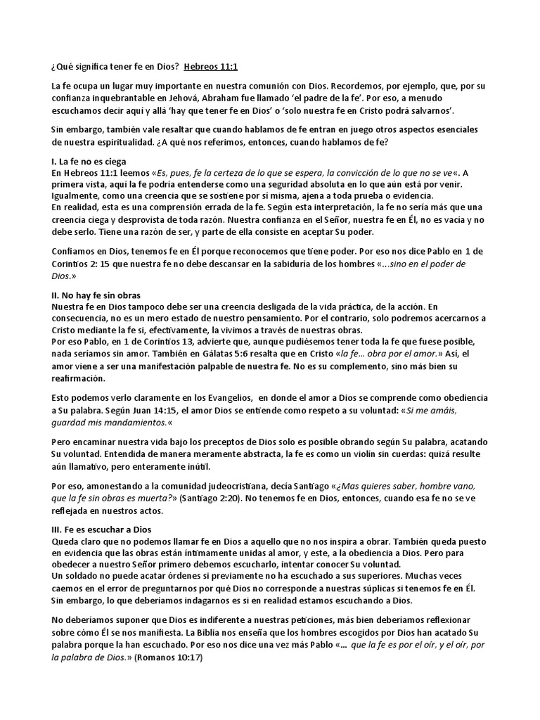 Qué Significa Tener Fe en Dios | Descargar gratis PDF | Fe | Dios