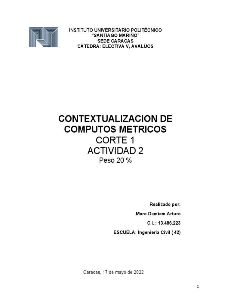 Cómputos Métricos en Avalúos | PDF | Presupuesto | Medición