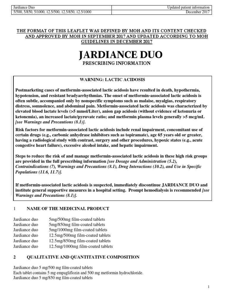 Empagliflozin + Metformin (Jardiance Duo) | PDF | Hypoglycemia | Diabetes