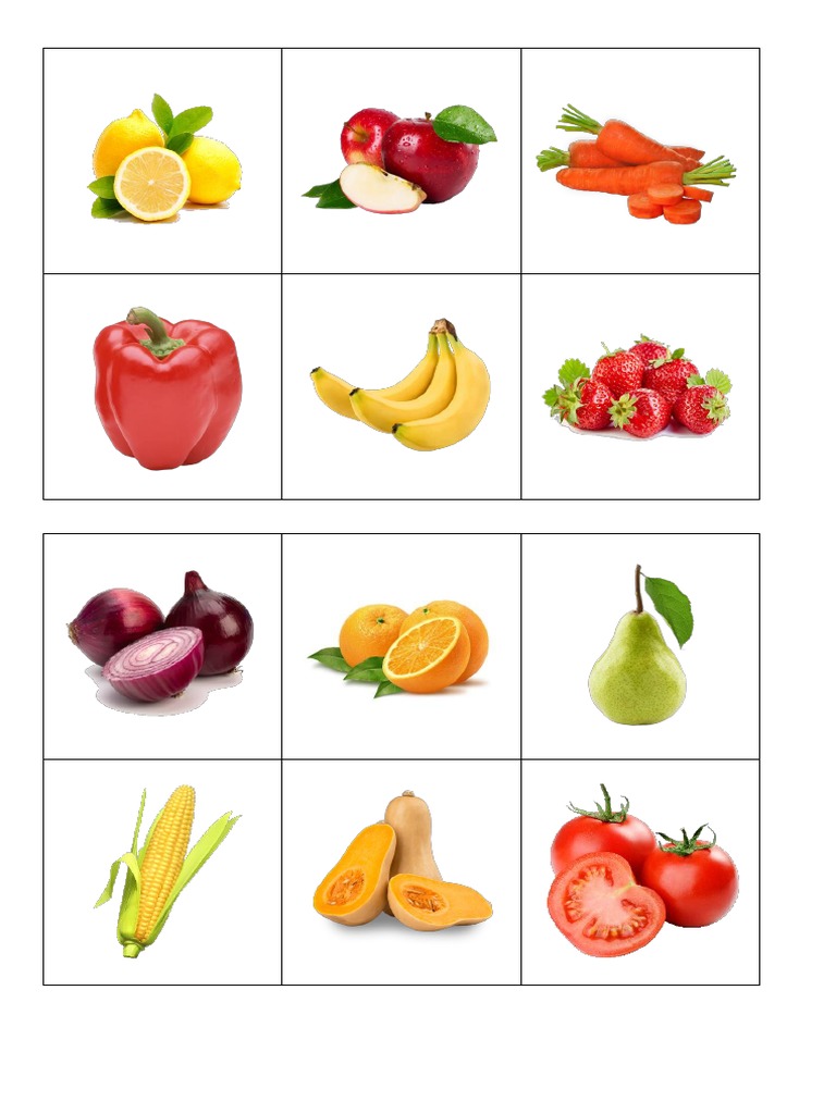 Bingo Fruits and Vegetables | PDF