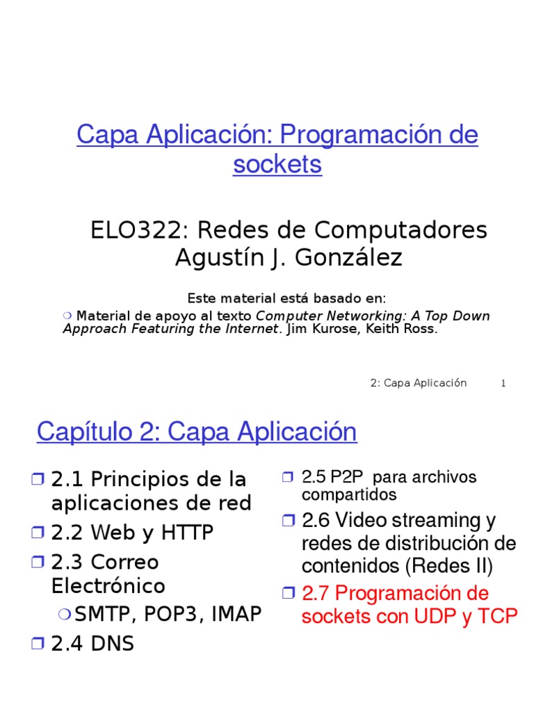 Programación de Sockets en Redes | PDF | Zócalo de red | Protocolo de Control de Transmisión