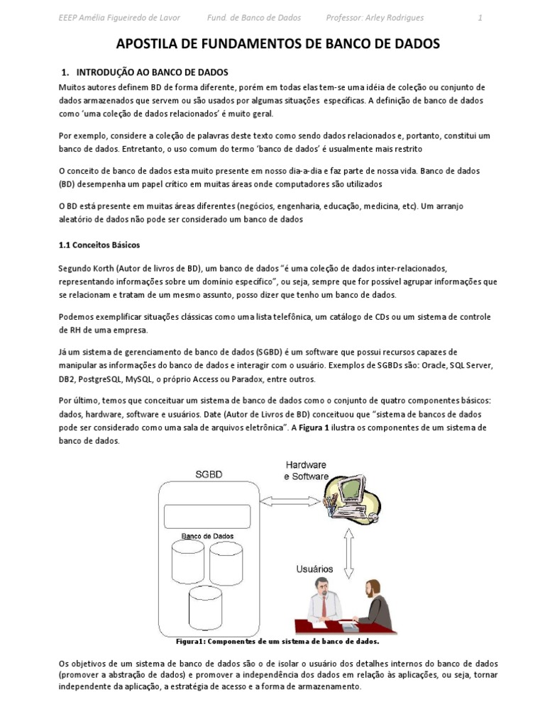 Apostila de Banco de Dados | PDF | Bancos de dados | Base de dados ...