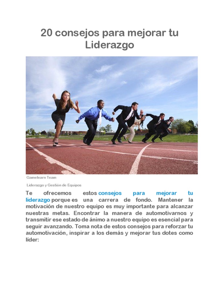 20 Consejos para Mejorar Tu Liderazgo | PDF | Motivación | Motivacional