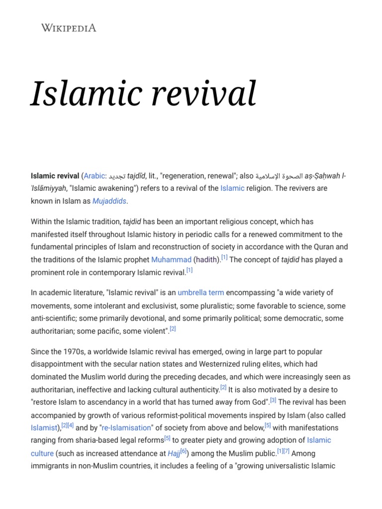 Islamic Revival - Wikipedia | PDF | Abrahamic Religions | Islamic Branches