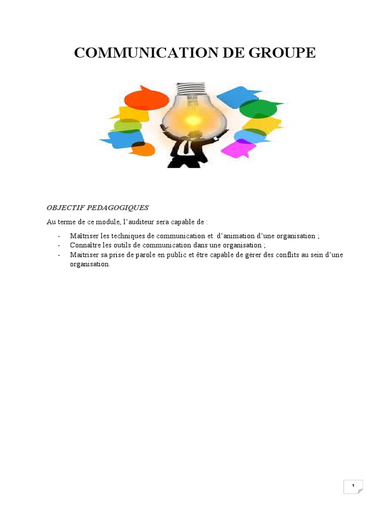 Techniques de Communication de Groupe | PDF | la communication ...