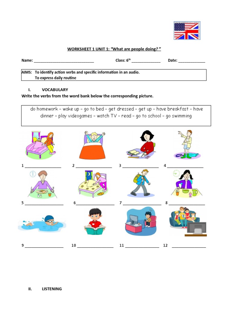 WORKSHEET 1 UNIT 1: "What Are People Doing? " | PDF | English Language ...