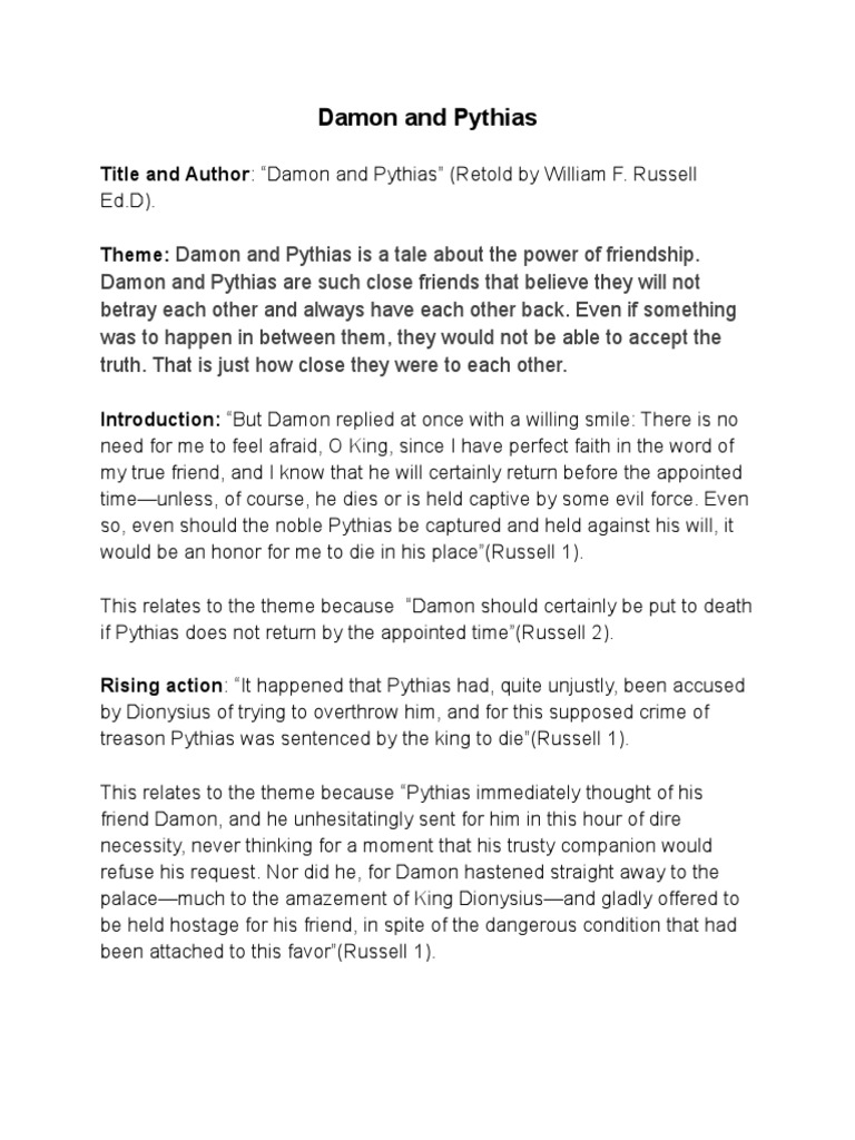 Damon and Pythias Story | PDF