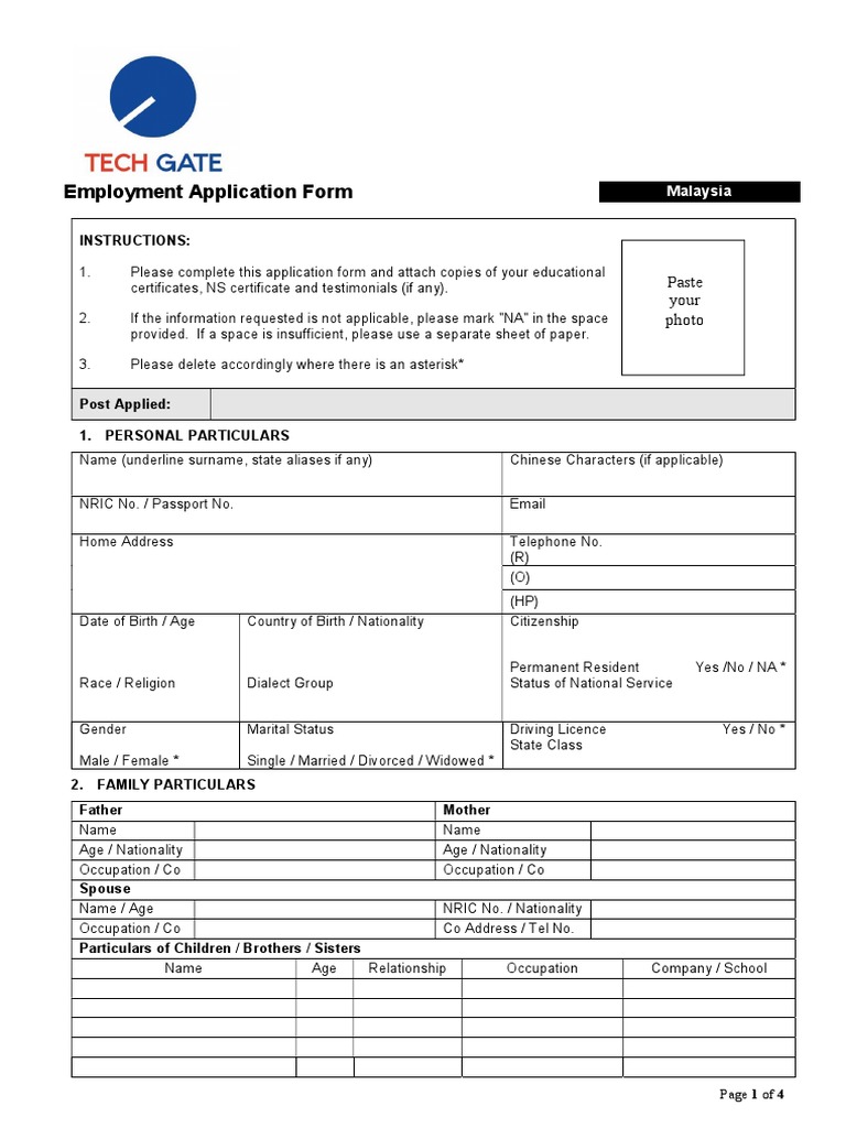 2019 01 Application Form (Malaysia) | PDF