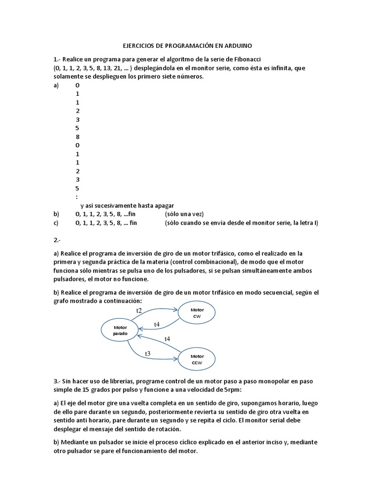 Guía de Ejercicios de Programación Arduino | PDF | Ingeniería Informática | Programación de ...