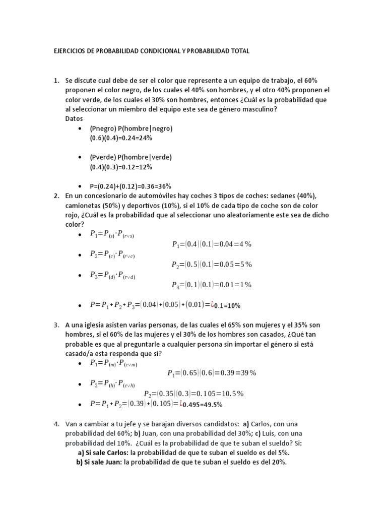 Ejercicios de Probabilidad Condicional y Prob Total | PDF