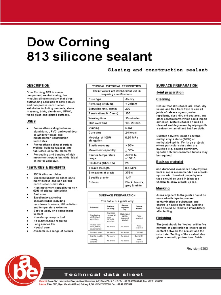 Dow Corning 813 Silicone Sealant: Glazing and Construction Sealant ...