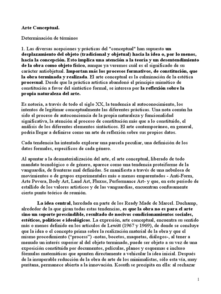 Arte Conceptual: Ideas sobre la Obra | PDF | Las artes | Estética