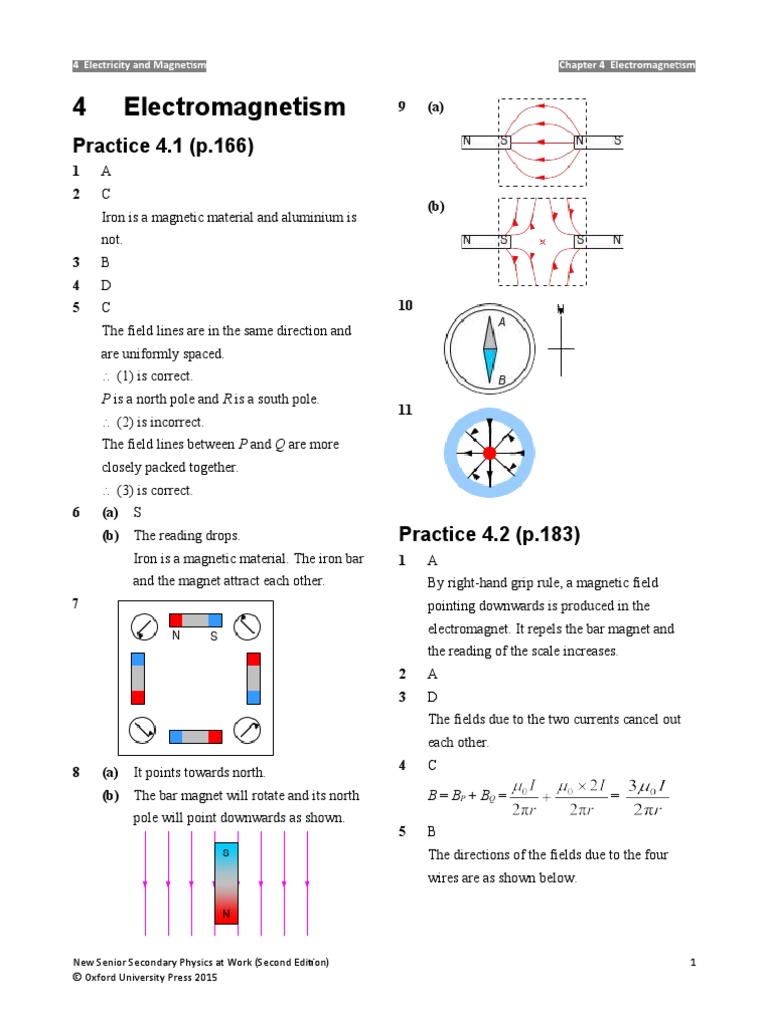 4 Electromagnetism: Practice 4.1 (p.166) | PDF | Magnetic Field | Force